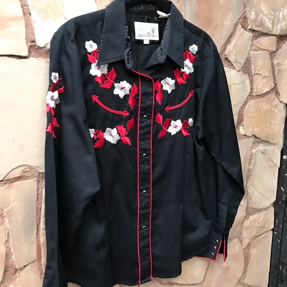 Roper | Tops | Vintage Ropey Western Floral Embroidered Shirt | Poshmark